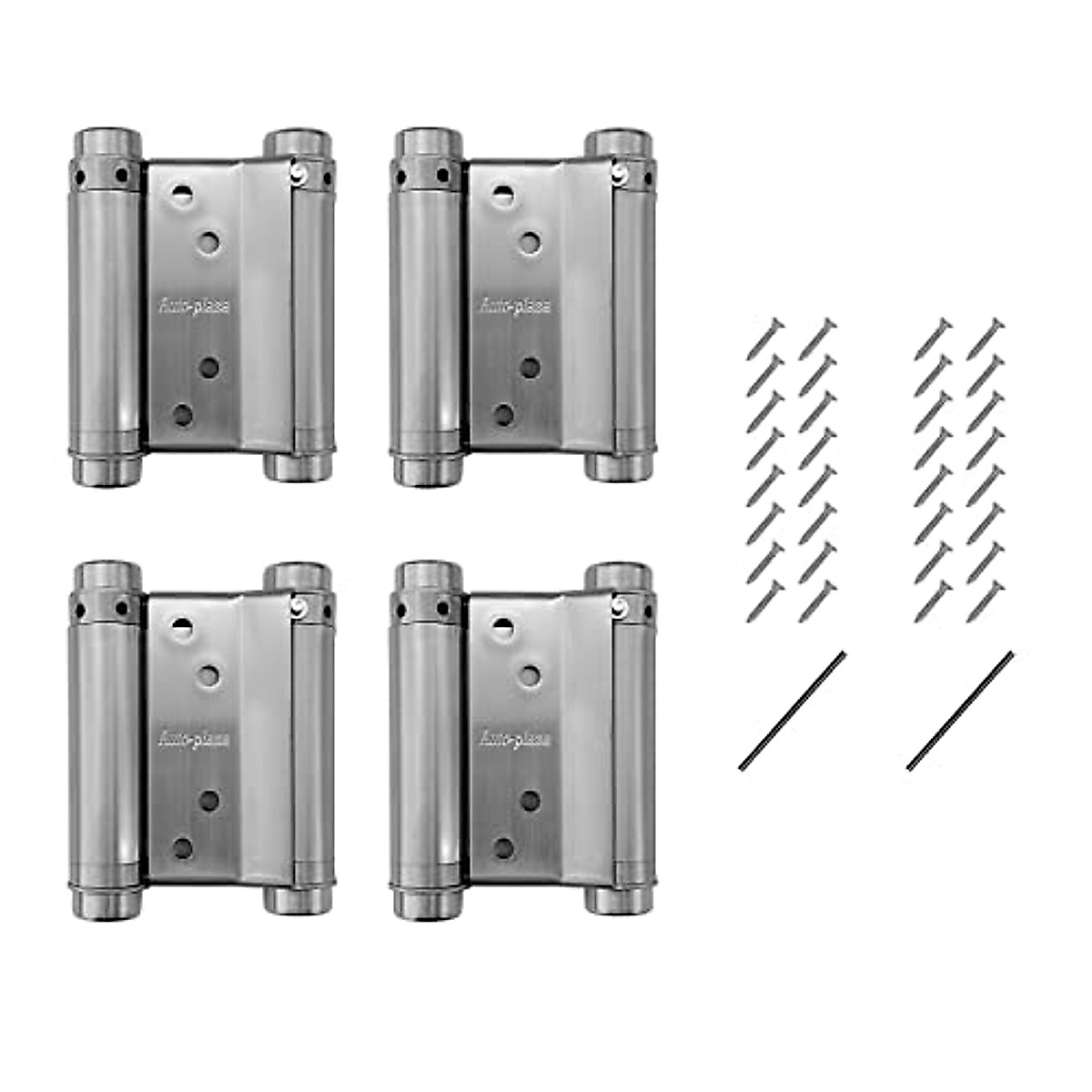 2 Pairs (4Pcs) of 3" Stainless Steel Cafe Saloon Door Swing Self Closing Double Action Spring Hinge