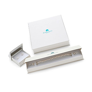 BLUE OCEAN PEARLS .925 Sterling Silver Freshwater White Keshi Cultured Pearl Earrings for Women, 8-9mm Baroque Pearls High Luster Stud Jewelry Earrings