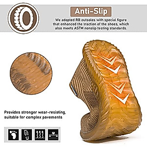 Furuian Steel Toe Shoes for Men Comfortable Safety Shoes Non Slip Steel Toe Sneakers Warehouse Industry Contstruction Mens Work Shoes Size M10.5/W12