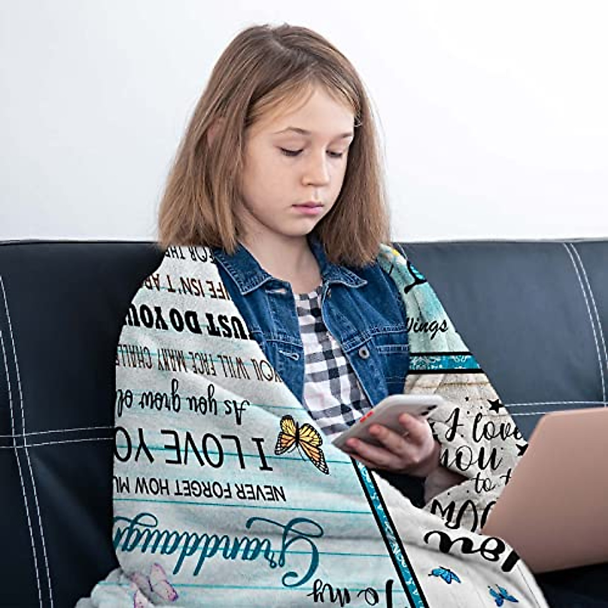 VXDRZGT to My Granddaughter Blanket for Mothers Day - Granddaughter Gifts from Grandma - Birthday Gifts for Granddaughter - Grandaughter Gift Cozy & Soft Flannel Throw Blanket 60 x 50 inch