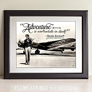 Amelia Earhart - Adventure - 11x14 Unframed Art Print - Great Gift Under $15 for Aviation Enthusiasts