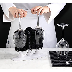 New Star Foodservice 54484 Triple Brush Bar Glass Washer - 3 Brushes - Suction Base