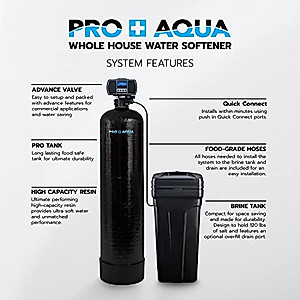 PRO+AQUA Whole House Water Softener High Demand Heavy Duty 80,000 Grain Capacity 1" Ports