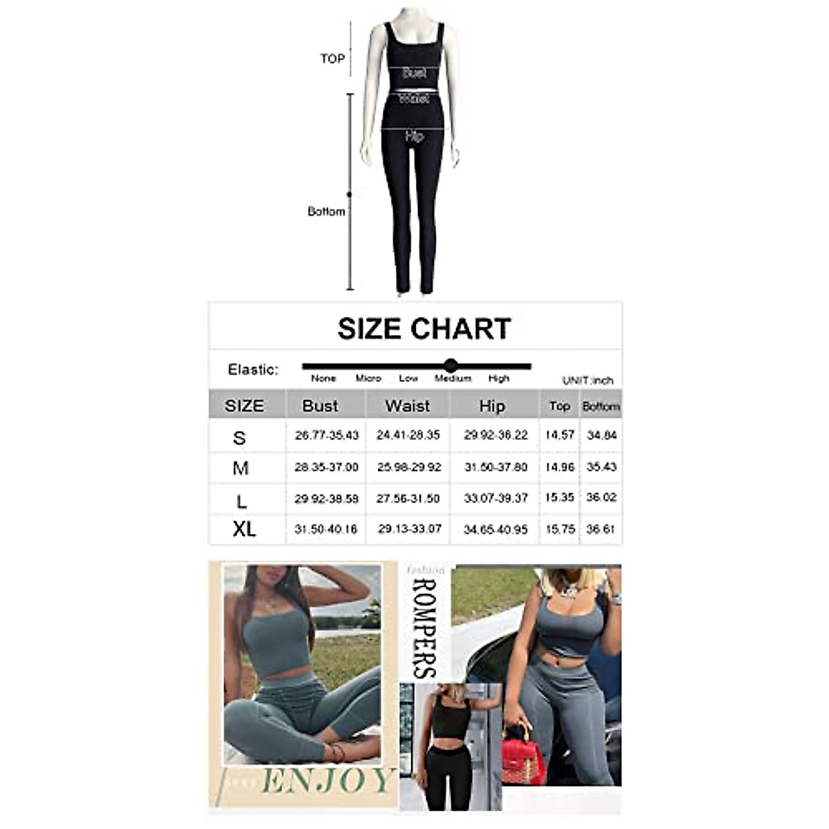 LICOBOD Casual Workout Sets 2 Piece Outfits for Women Ribbed Crop Tank Top High Waist Yoga Leggings Lounge Wear Tracksuit