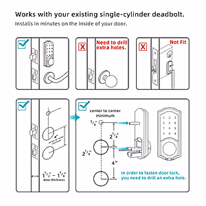 Smart Deadbolt Lock Front Door, hornbill Keyless Entry Door Lock with Keypad, Bluetooth Smart Locks Work with Alexa, Digital Code Lock for Airbnb and Vacation Rental Hosts
