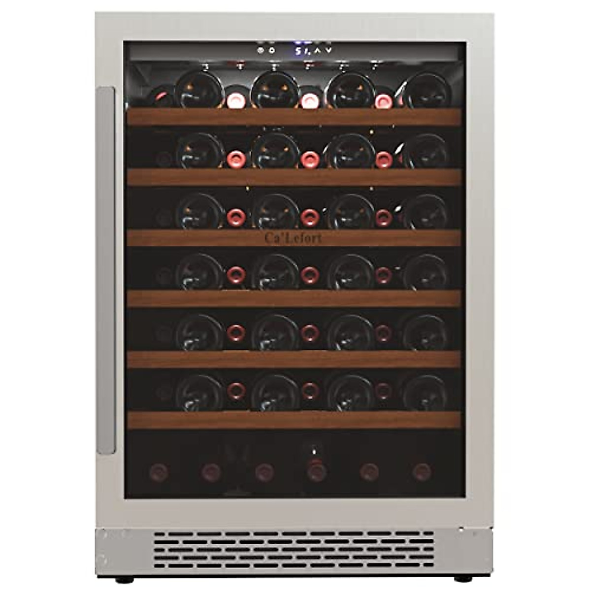 Ca'Lefort 24 Inch Wine Cooler, 54 Bottle Wine Fridge Single Zone with Modern Touch Intelligent Digital 40°-65°F Low Noise, Wine Cooler Refrigerator Built in or Freestanding for Home Kitchen