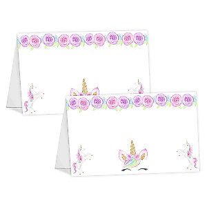 POP parties Magical Unicorn Table Tents - 12 Unicorn Buffet Cards - Unicorn Place Cards - Unicorn Party Decorations -Unicorn Party Supplies - Lashes