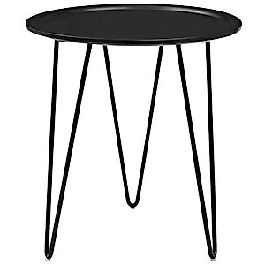 Modway Digress Mid-Century Round Side Table With Hairpin Legs in Black