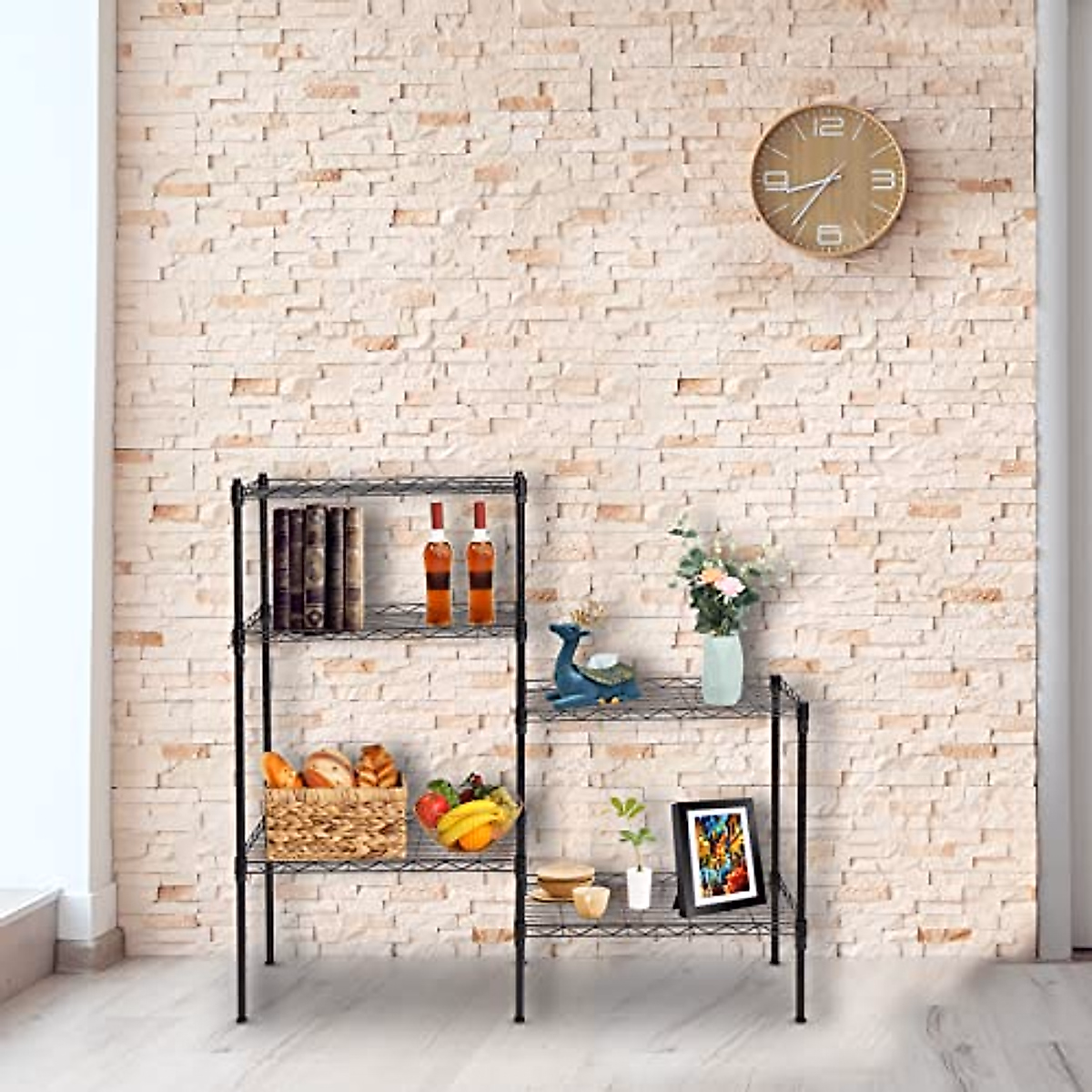 Karl home 5-Tier Wire Unit Shelves, Adjustable Height Metal Storage Shelves for Kitchen/Bathroom/Garage Closet Organization, Stainless & Sturdy Frame,440lbs Capacity, 21”L x 11”W x 59”H.
