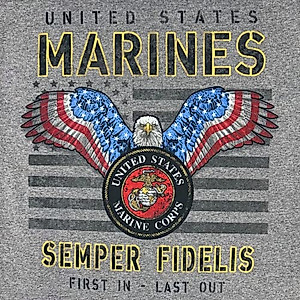 Armed Forces Gear Men's US Marine Corps Stars and Stripes T-Shirt- Official Licensed United States Marines Shirts for Men (Graphite, Large)
