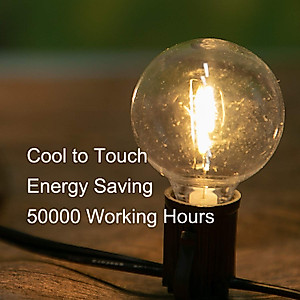 25 Pack Shatterproof Led G40 Replacement Bulbs 1W Per Bulb, E12 Screw Base LED Globe Light Bulbs for Indoor Outdoor Plug in Patio String Lights, Not for Solar Lights