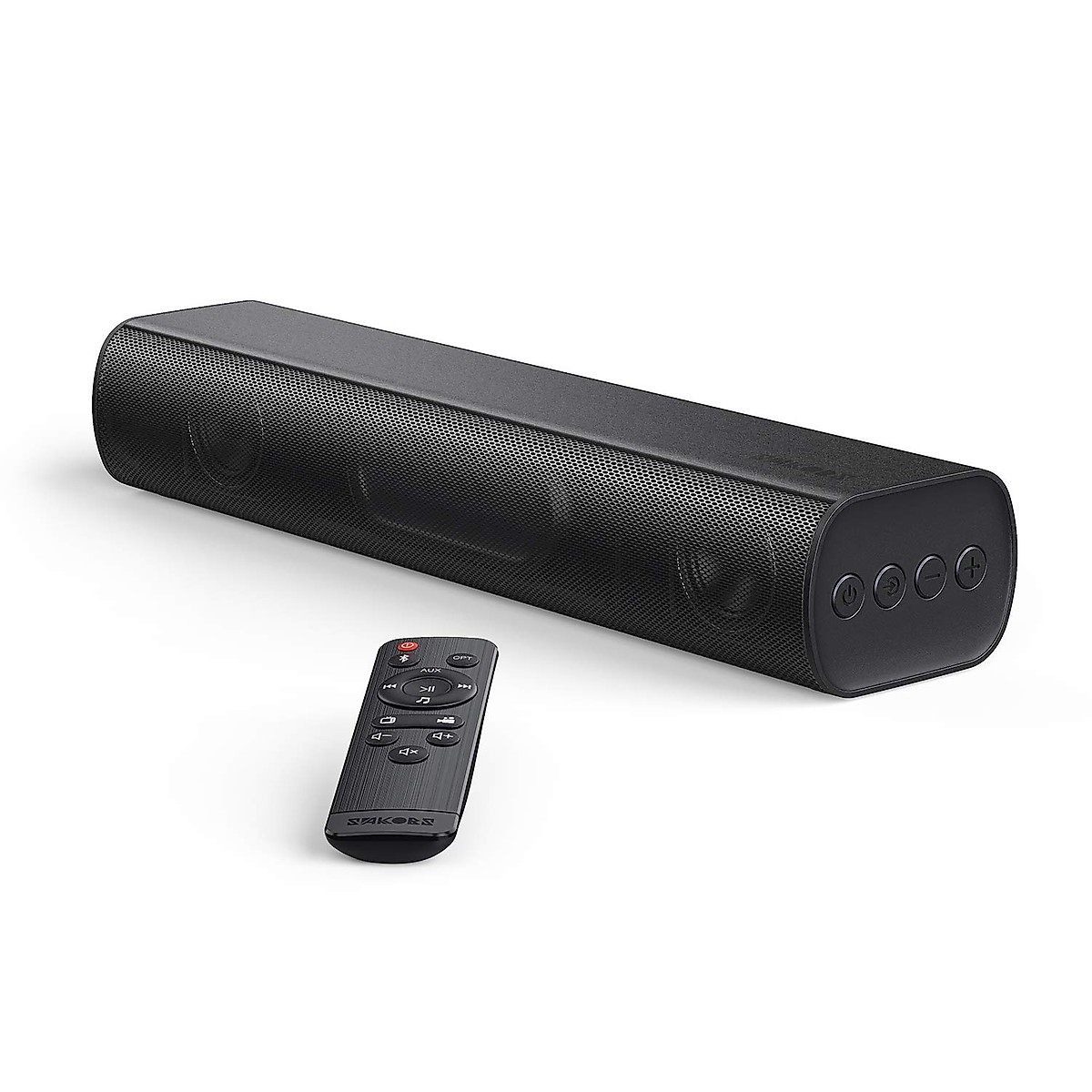 SAKOBS Sound Bars for TV, Soundbar for TV Built-in DSP PC Speaker with Bluetooth, 3D Surround Sound 16'' Mini Sound Bar Audio System for Home Theater/Gaming/Projectors, Combined AUX/Opt Connectivity