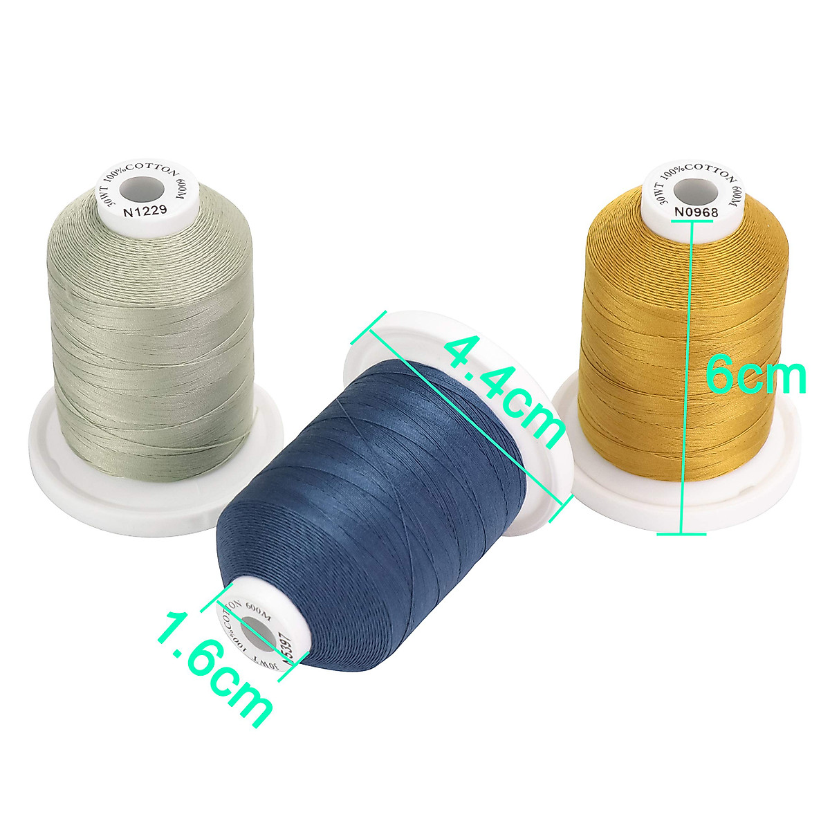 New brothread - 18 Options - Multi-Purpose 100% Mercerized Cotton Threads 50S/3 600M(660Y) Each Spool for Quilting, Serger, Sewing and Embroidery - 12 Neutral&Jean Colors