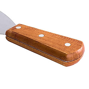 Stainless Steel Blade Grill Slant Edge Scraper Wooden Handle for Food Service, Cleaning Supplies, Barbecue Cooking Restaurants