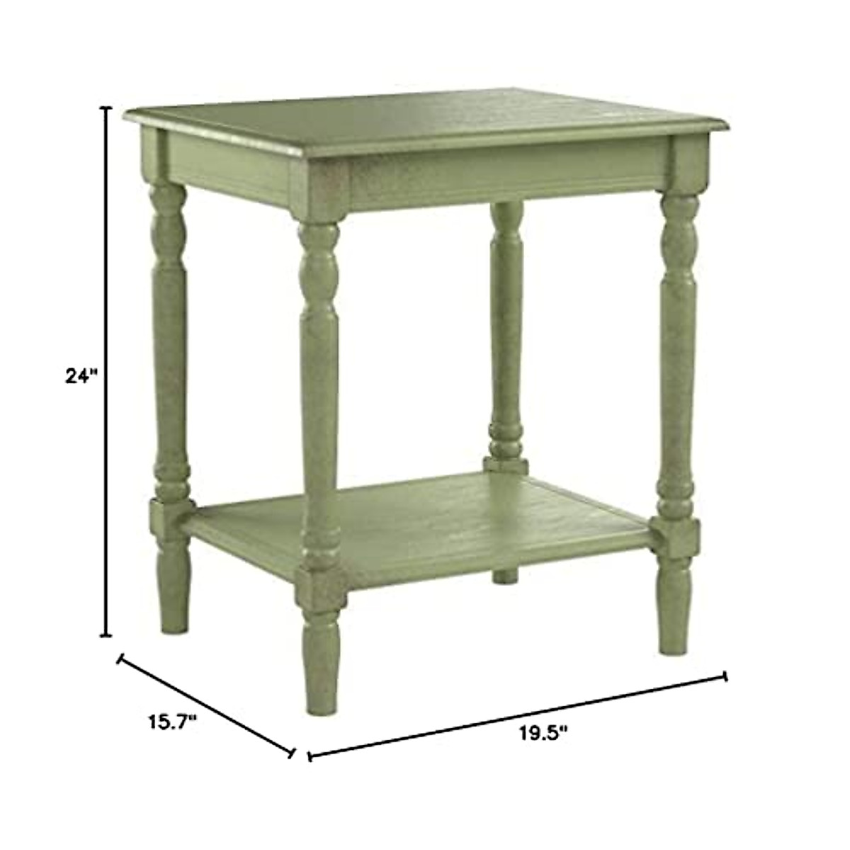 Decor Therapy Simplify End Table with Shelf, Antique Green