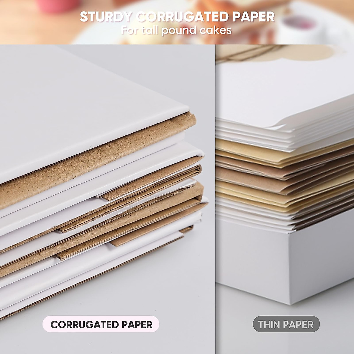 Zeonly 5 Pcs 10x10x8 inch Corrugated Cake Boxes with Cake Boards,10 inch Tall Cake Box with Stickers and Ribbon for Christmas Wedding Birthday Party