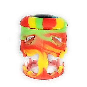 Singlenett Silicone Halloween Eye Glass Herb Jar (80ml) Leaf Stash Container with Air Tight and Smell Proof Seal (Red, Green, Yellow)