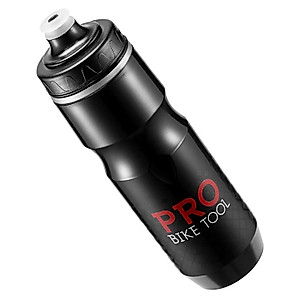 PRO BIKE TOOL 24oz Cycling Water Bottle - Easy Squeeze Sports Bottle - Fitness & Cycling Tumbler - Soft Silicone Mouthpiece & Fast Flow Valve - Ideal For Outdoor Activities - 680ml (Black)