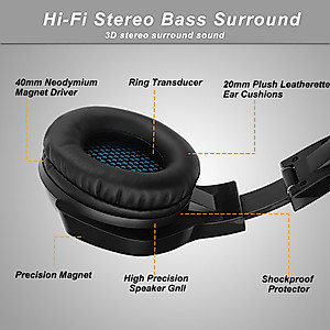 Ceppekyy Gaming Headset for Xbox One,PS4,PC,Noise Cancelling Over Ear Headphones with Mic&Stereo Surround Sound for Laptop Mac Nintendo Switch Games