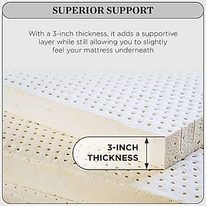 PlushBeds 3" Extra-Firm Topper | Organic Latex | Made in The USA | Luxurious Comfort | Soothing Pressure Point Relief | Support for Shoulders, HIPS, Back, and Knees| Queen