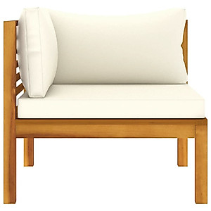 FAMIROSA 7 Piece Patio Lounge Set with Cream Cushion Solid Acacia Wood - 174.82 lbs