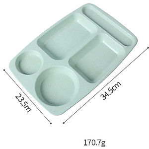 ROCMAN CAYOE Divided Plates for Adults, Wheat Straw Plastic Divided Plates School Lunch Trays Fast Food Trays / Cafeteria Trays with Compartments(Blue)