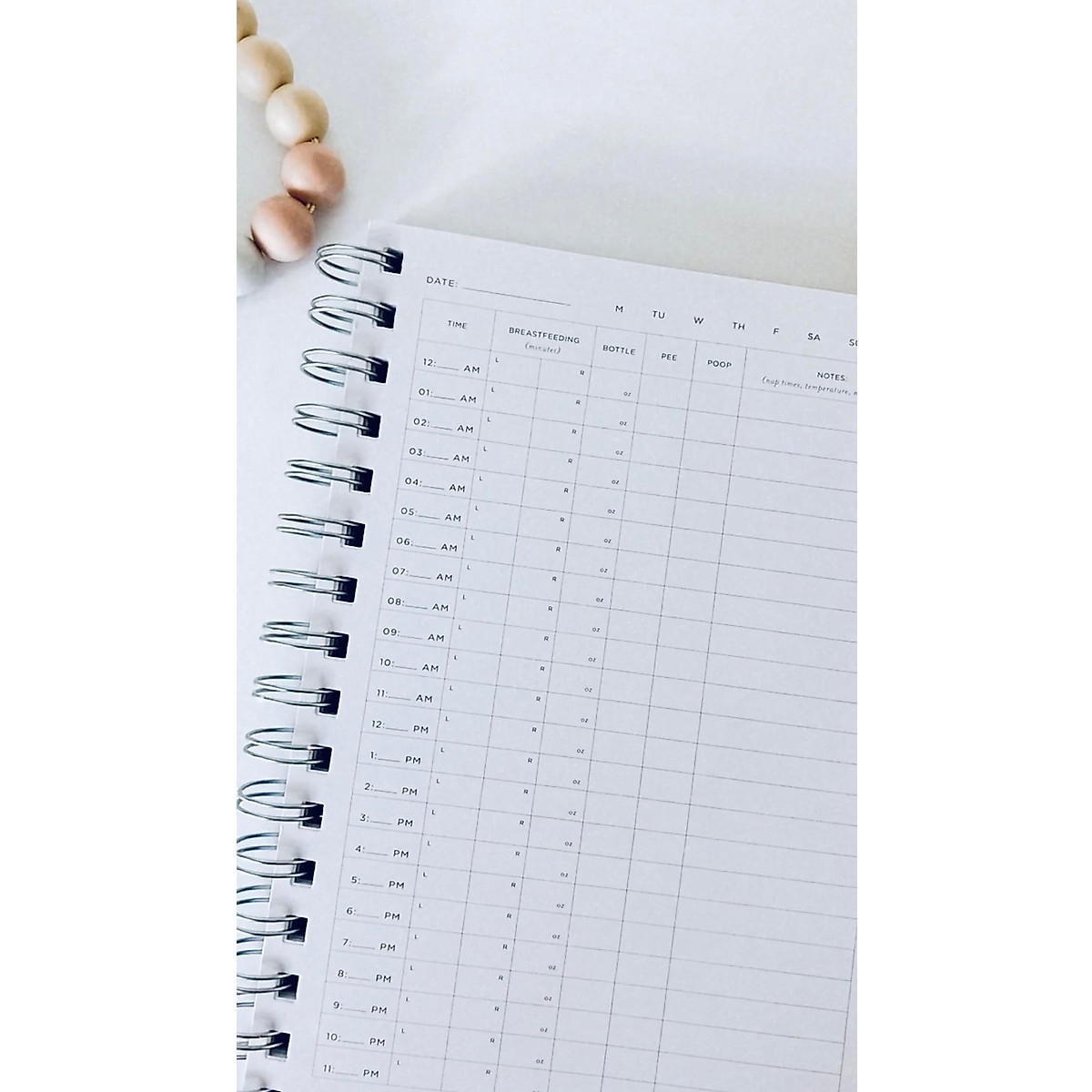 Baby's Daily Logbook, Breastfeeding Journal, Track your Infant’s Feedings, Sleep, and Diaper changes. Plus Bonus Sections including: Growth Charts, Illness Charts, Milestones, Teeth Chart, Doctor appointment notes, and Storage Pocket.