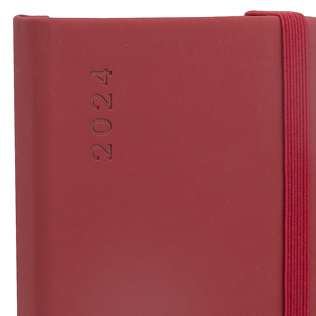 Idena 11072-2024 Appointment Diary, 80 x 150 mm, Slim Dark Red, 192 Pages, 1 Week on 1 Page, Agenda, Weekly Planner, Soft Touch Cover