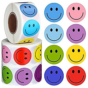 1500 Pieces Happy Smile Face Sticker Small Happy Face Stickers Mini Motivational Stickers Colorful Incentive Stickers Behavior Chart Stickers for Student, 1 Inch (Assorted Color)
