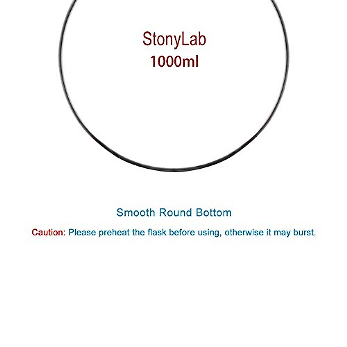 StonyLab 1000ml Glass Single Neck Round Bottom Flask RBF, with 24/40 Standard Taper Outer Joint - 1L (1 Liter)