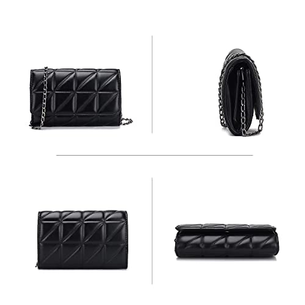 Ginsyuli Small Women Leather Crossbody Bag for Iphone Clutch Purse Black Designer Shoulder Bag black crossbody purse (BLACK 2)