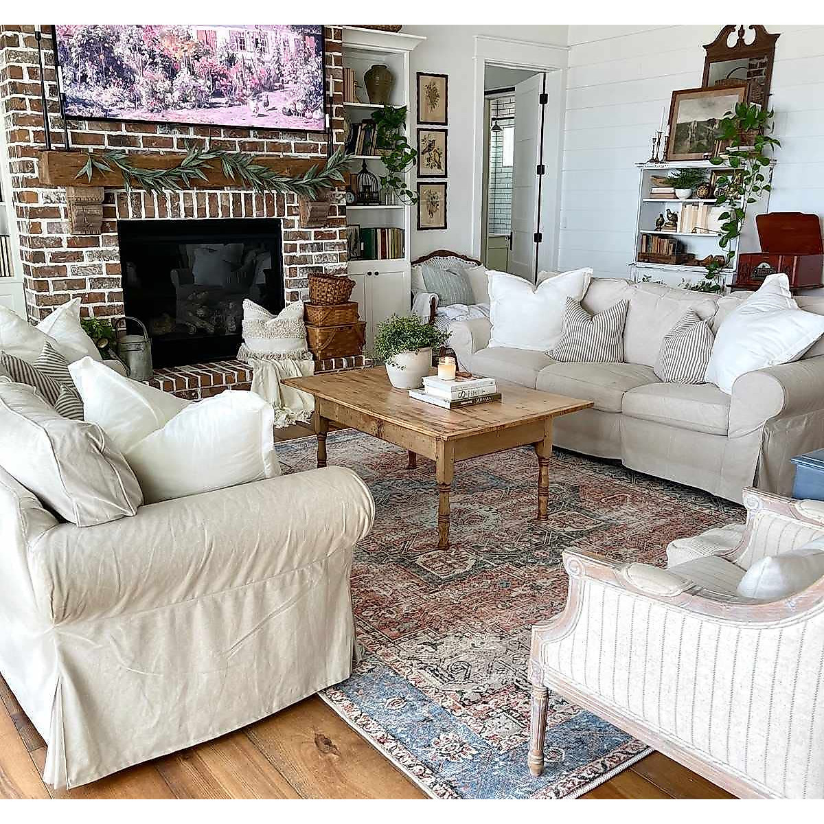 Hauteloom Rosman Machine Washable 7'10"x10'2" Living Room Bedroom Area Rug - Persian Oriental - Vintage Distressed Medallion - Pet & Child Friendly - Stain & Water Resistant - Terracotta, Brown