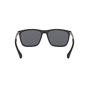 Emporio Armani Men's EA4150 Rectangular Sunglasses, Rubber Black/Grey, 59 mm