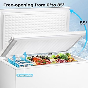 Electactic Chest Freezer 3.5 Cubic Feet Compact Freezer with 2 Removable Baskets, Free Standing Top open Door Deep Freezer, Adjustable Temperature for Home Dorm, Bar, Basement, Kitchen (White)