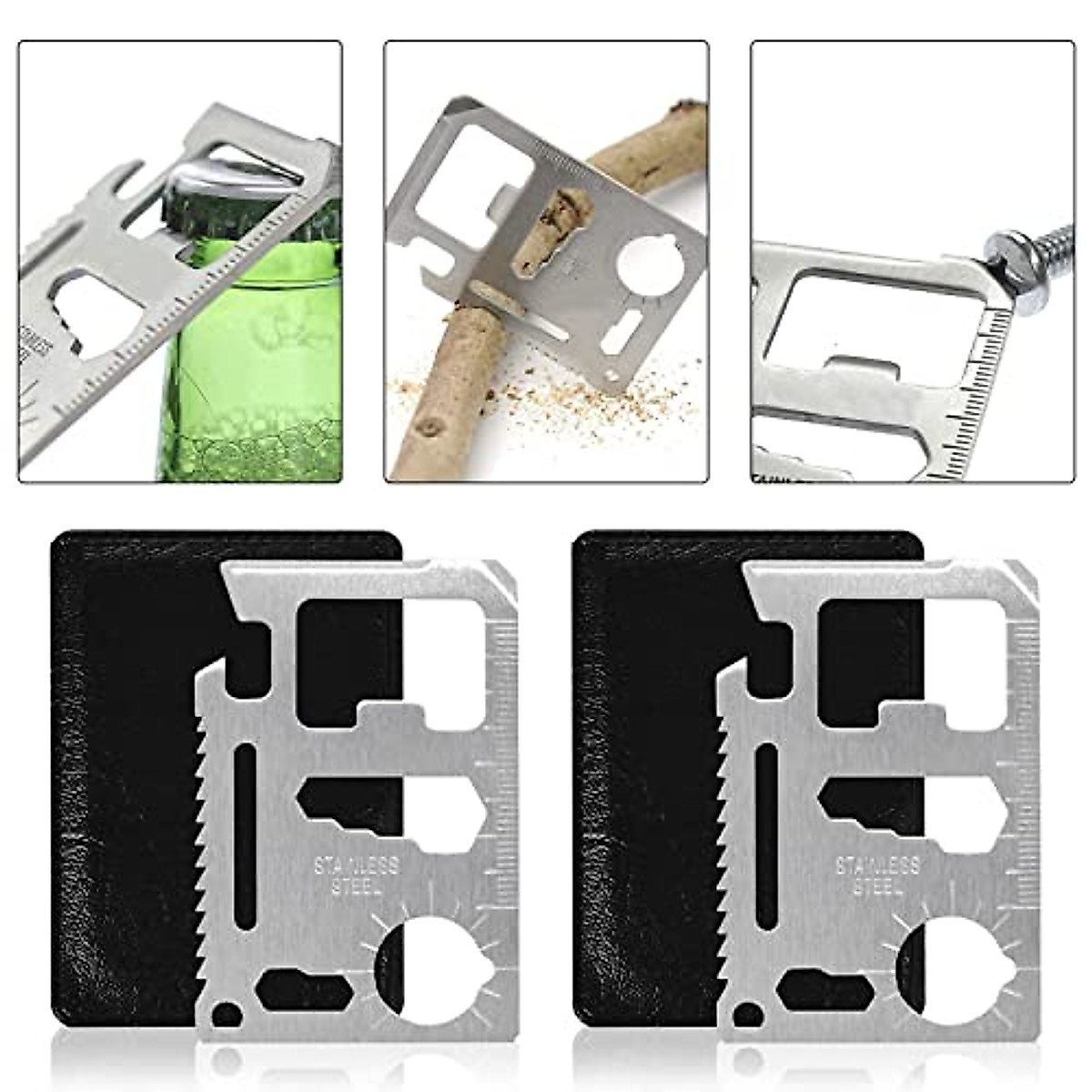 18 in 1 Credit Card Tool Survival Multitool Pocket Tool Set,2 pieces11-in-1 Survival Credit Card Multitool Gift For Men Multipurpose Tactical Wallet Tool,Best gift for men.