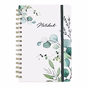 EOOUT Spiral Notebook, A5, 8.5x5.7 Inches, 160 Pages, Notebooks for Work, Hardcover Spiral Journals for Women, College Ruled, Watercolor Designs for School Office Home Gifts
