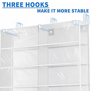Libeder Clear Over the Door Shoe Organizer, 26 Sections Back of Door Shoe Storage,Shoe Shelves for Closet Door, Dustproof Shoe Holder on Door, White