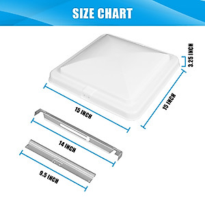Jack Boss 2 Pack Set Roof Vent Cover, 14 Inch Replacement Vent Lid for Inside RV Trailer Camper Motorhome, White