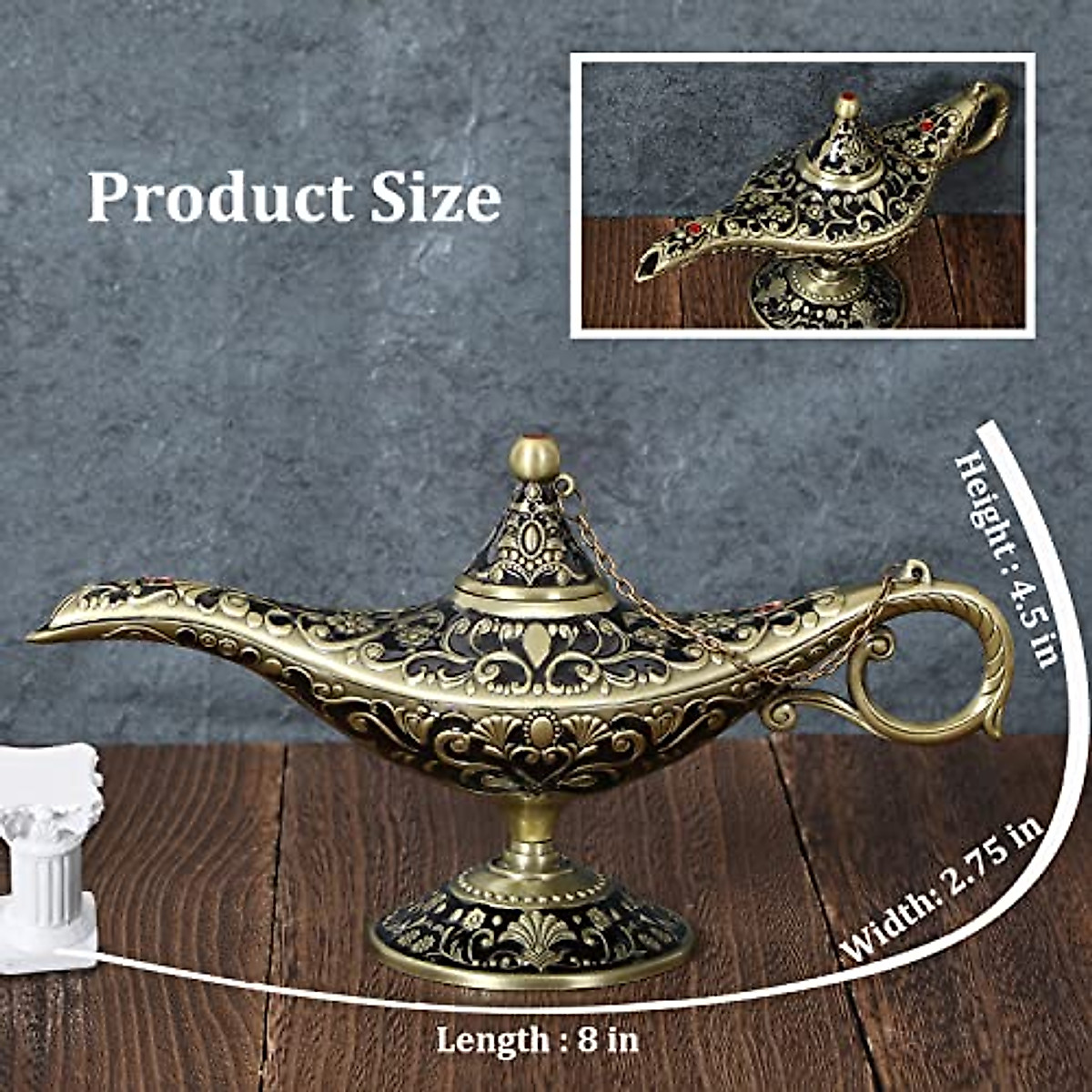 SogYupk Aladdin's Lamp, Vintage Magic Genie Lamp Wishing Lamp, Classic Arabian Stage Show Props/Themed Parties/Cake Decorating, Creative Aladdin Magic Lamp Gift for Holidays/Birthdays/Weddings (Black)