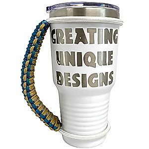 Creating Unique Designs Handmade Elastic Tumbler Handles 20 30 32 40 oz (Handle Only) (Teal lakeside gold white)