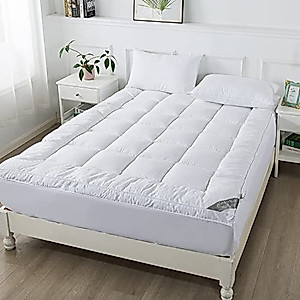 NALUKA Mattress Topper Full Size, Cooling Extra Thick Breathable Mattress Pad, 3D Bubble Soft Quilted Fabric Mattress Cover with 1200 GSM 3D Down Alternative Fill (8-21”Deep Pocket)