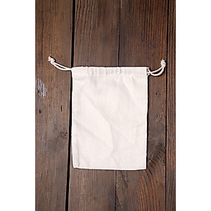8"x10" Reusable Eco Friendly 100% Cotton Double Drawstring Muslin Bags "Premium Quality" (Natural Color)- Set of 100