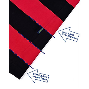 Zengjo Striped Shirt Long Sleeve(Red and Black,XXL)