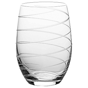 Mikasa Cheers Stemless Etched Wine Glasses, Fine European Lead-Free Crystal, 17-Ounces for Red or White Wine - Set of 6