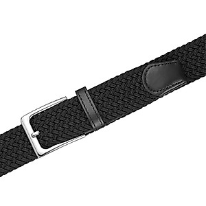 BSLLNEK Elastic Braided Belt, 1 3/8", Woven Stretch Belt for Golf Casual Jeans Shorts Pants (Black, Medium (33-36" Waist))