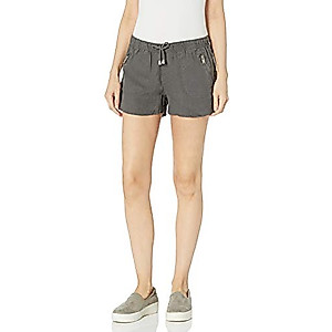 [BLANKNYC] womens Cargo Linen Elastic Waistband Shorts, Grey, 24 US