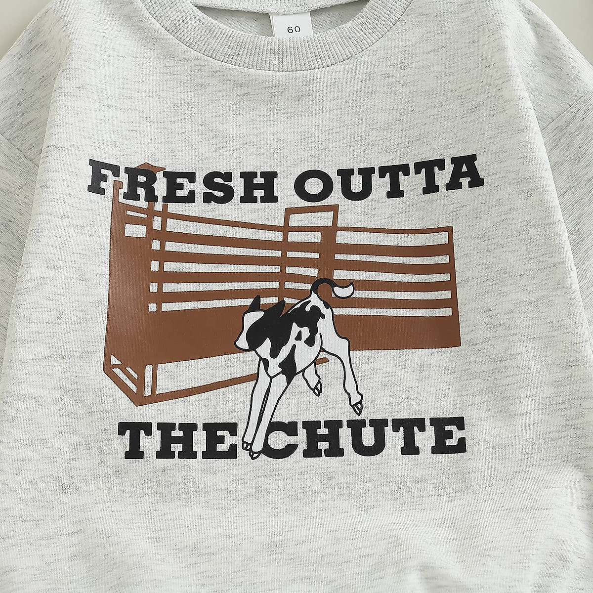 Hnyenmcko Western Baby Boy Girls Clothes Newborn Infant Cow Print Sweatshirt Romper Oversized Long Sleeve Bodysuit Fall Outfit (A-Gray, 0-3 Months)