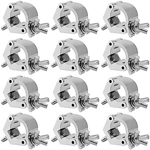 KOHAND 12 Pack Truss Clamp, Aluminum Alloy Stage Lighting Clamp, Heavy Duty Truss Clamp O-Clamp for DJ Lighting Par Lights Spot Lights, Fit for 1.18-1.38 Inch OD Tube/Pipe, 220 Lbs Load Capacity