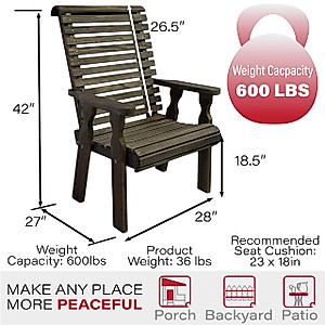 Amish Casual Heavy Duty 600 Lb Roll Back High Back Treated Patio Chair (Dark Walnut Stain)