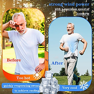 CAZOKASI Personal Fan Portable USB Rechargeable Waist Clip Fan Working Fan Hand Free 8000mAh, 6-32hours Wearable Cooler Fan for Traveling Working Outdoor Office